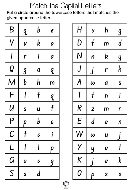 Upper and Lower Case Letter Printable Worksheet